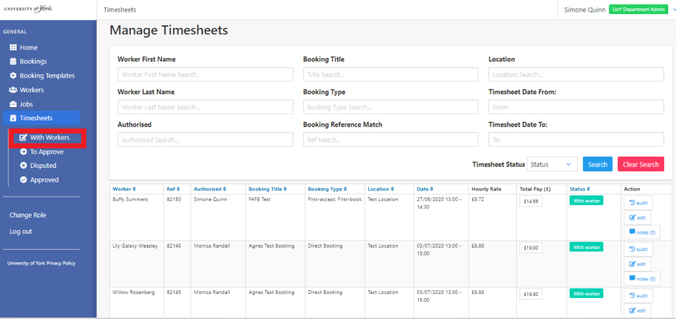 How and Why to Delete a Timesheet – Help Centre: Human Resources, University of York